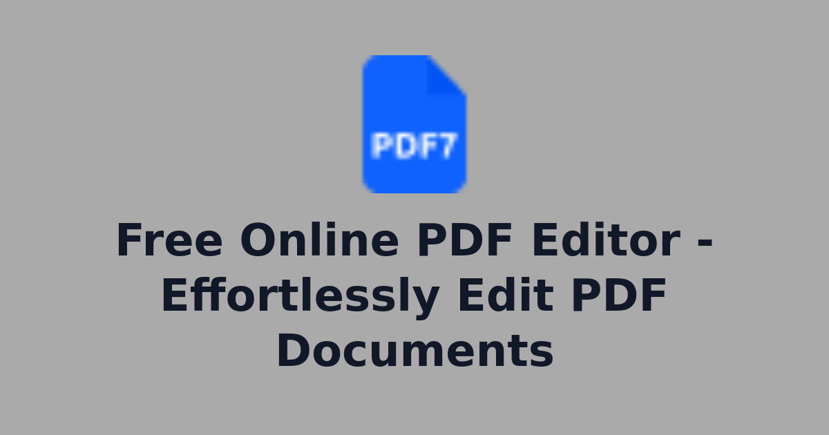 Free Online PDF Editor - Effortlessly Edit PDF Documents | PDF ...