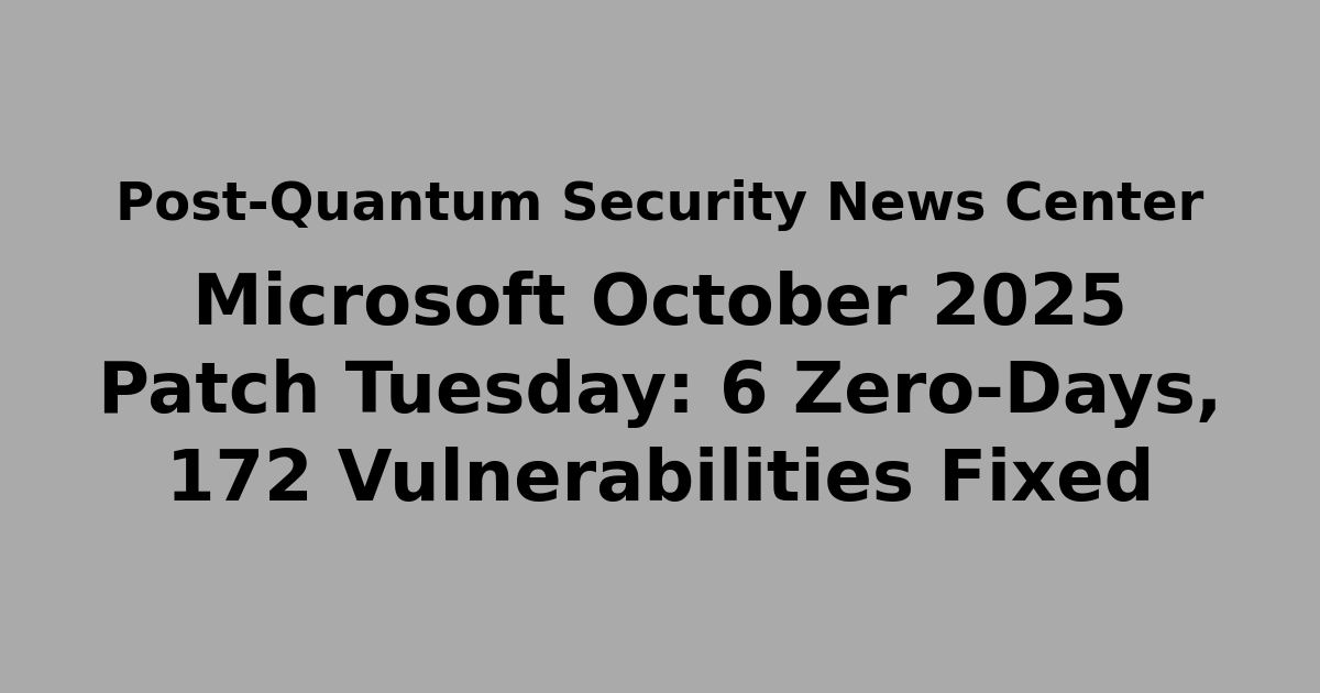 Microsoft October 2025 Patch Tuesday: 6 Zero-Days, 172 Vulnerabilities ...